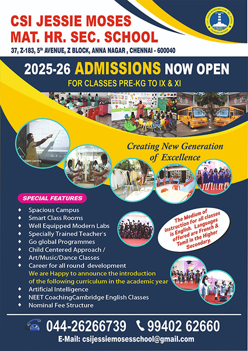 CSI JESSIE MOSES MAT. HR. SEC. SCHOOL, ANNA NAGAR CHENNAI